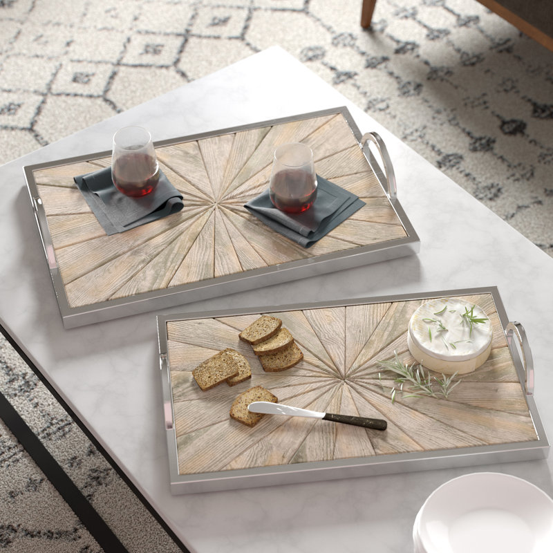 Brayden Studio® Mcbean Contemporary Burst 2 Piece Serving Tray Set ...