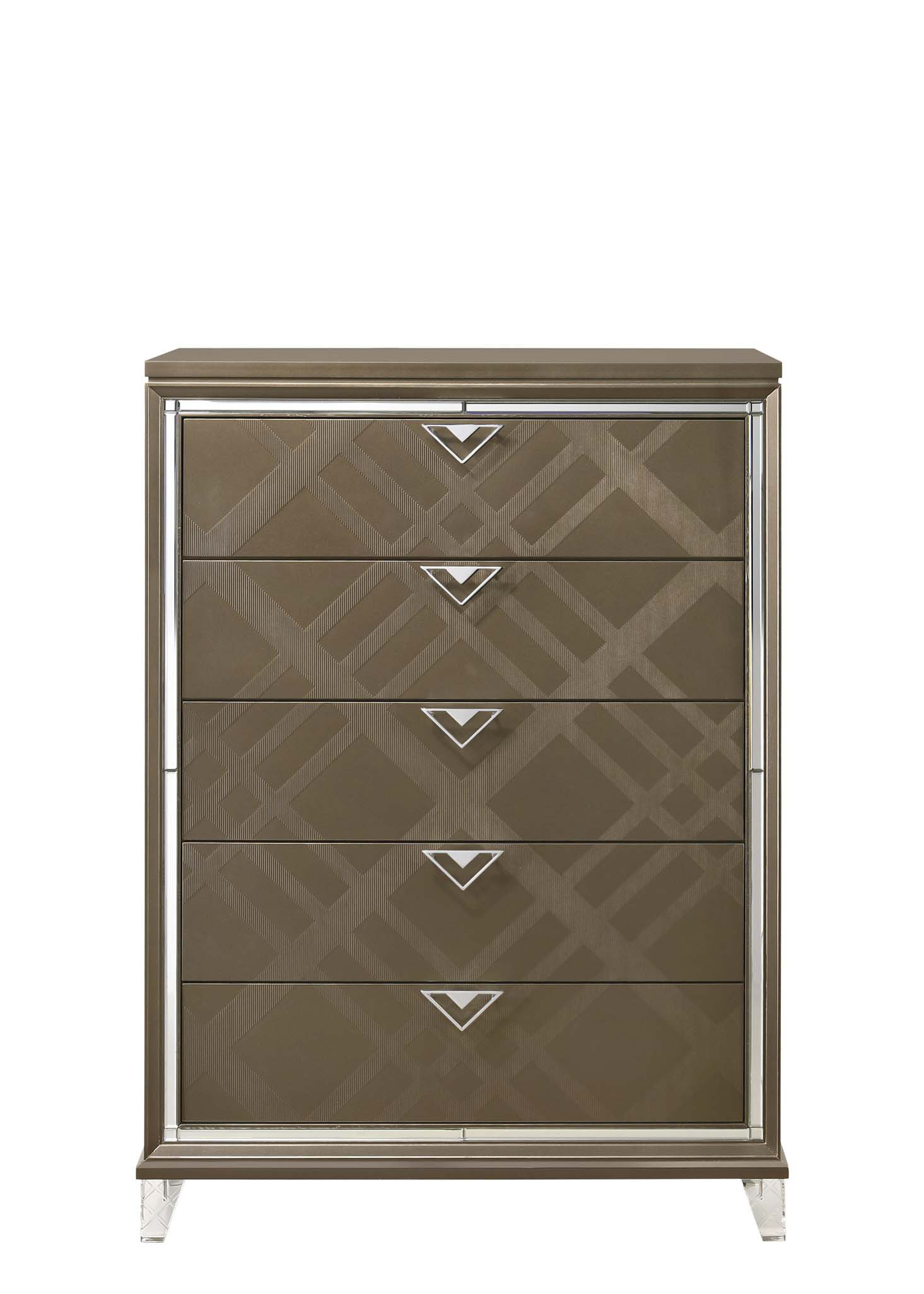 Everly Quinn Skylar Dark Champagne Finish Chest with Five Spacious ...