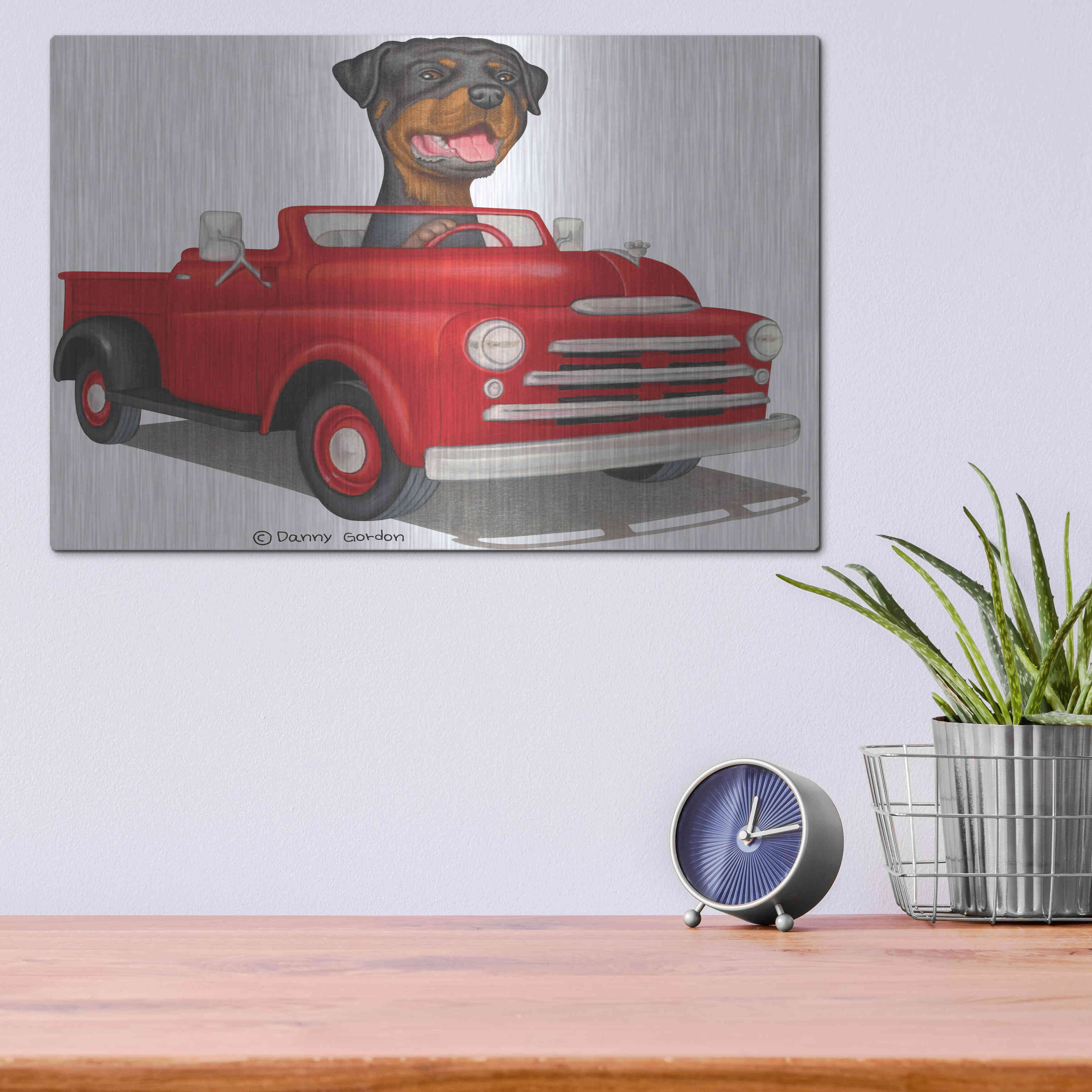 Trinx " Rottweiler In Red Truck " by Danny Gordon | Wayfair