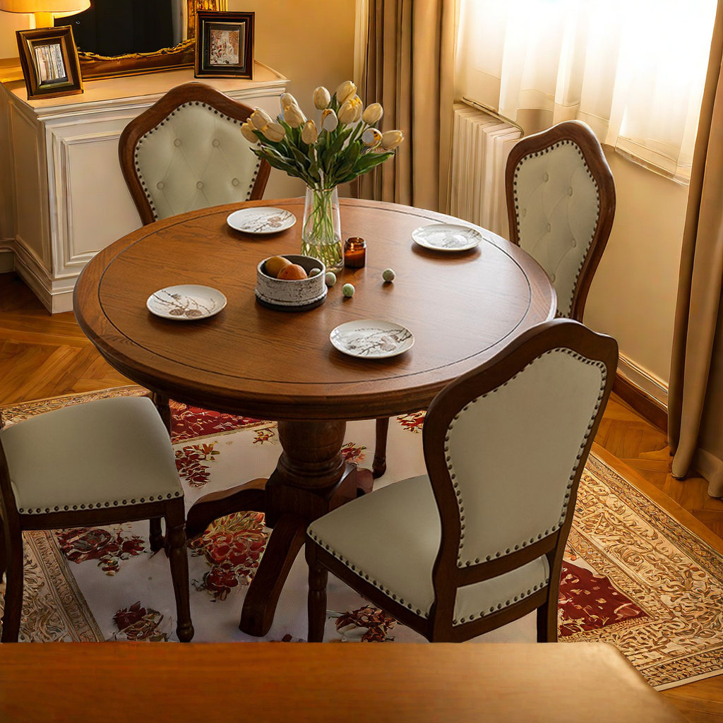 Dining Elegance American Retro Dining Table And Chair Combination Round ...