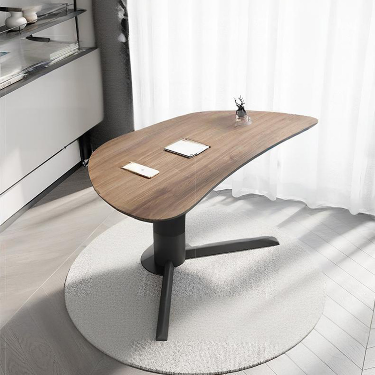Isla Hopping Minimalist Irregular-Shaped Office Desk | Wayfair