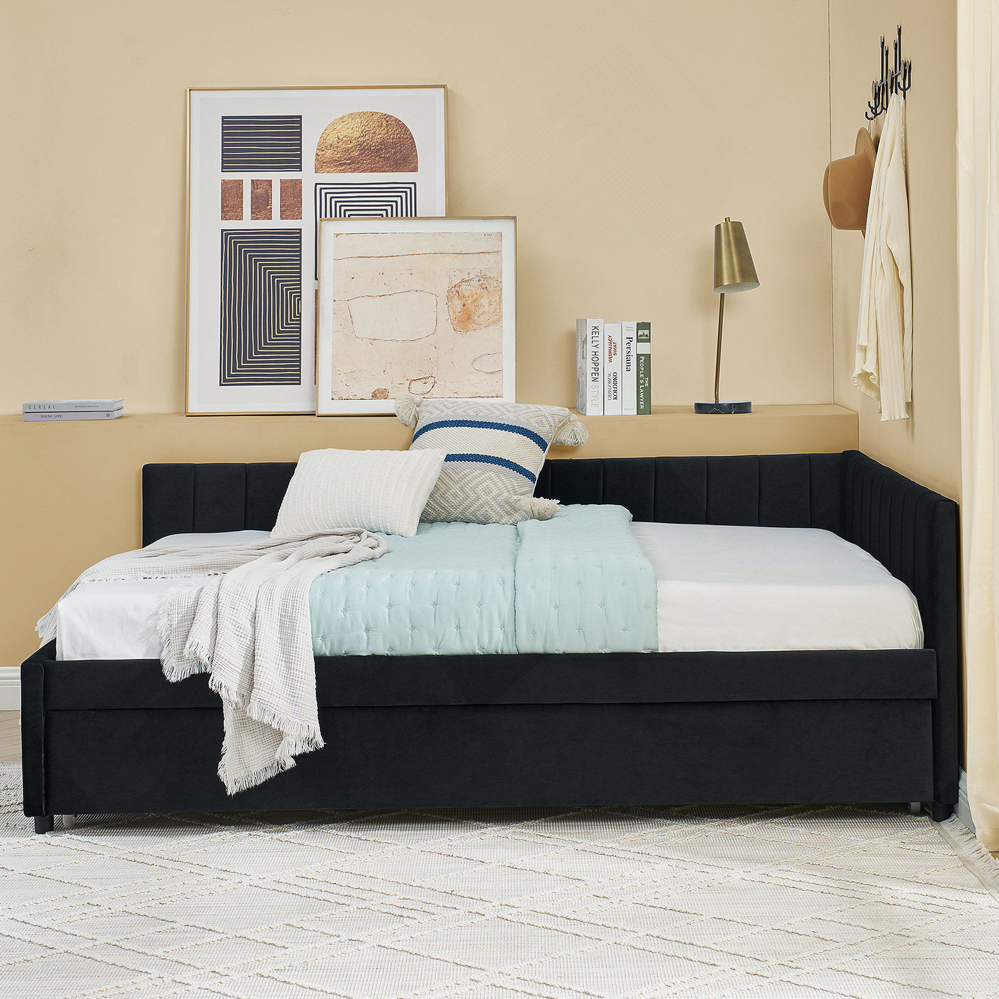 Mercer41 Full Size Daybed with Trundle Upholstered Tufted Sofa Bed ...