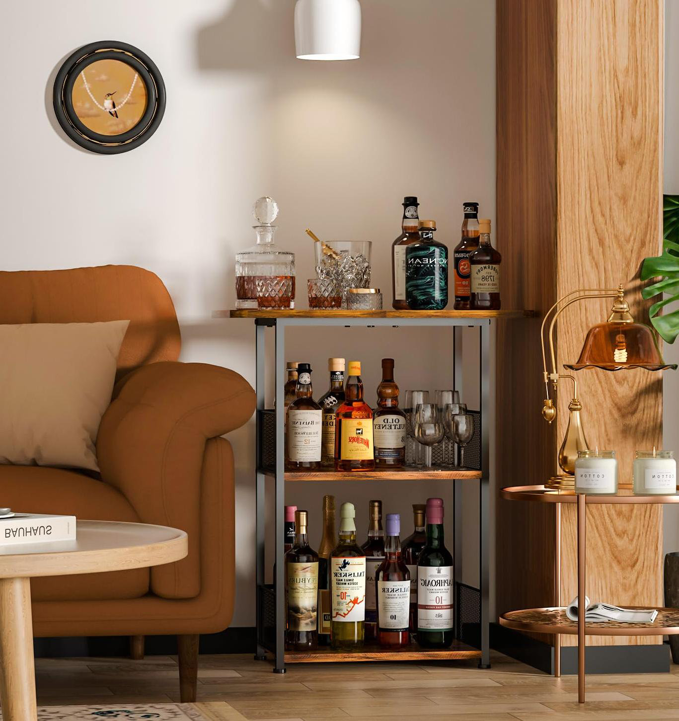 17 Stories Floor Standing Freestanding Whiskey Rack: 3 Tier Wine Rack ...