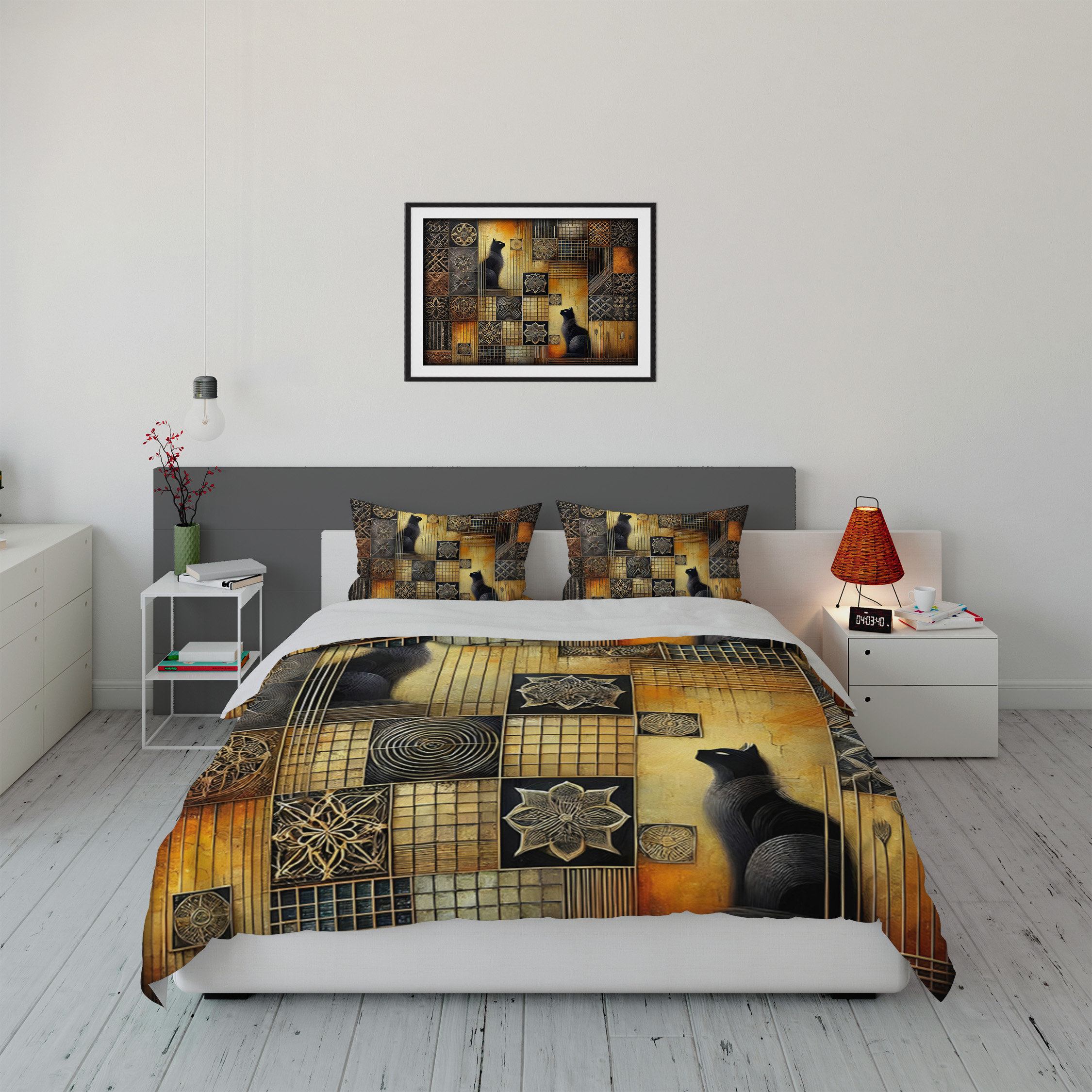 HeartBeat Studios Two Cats Sherpa Comforter Set | Wayfair