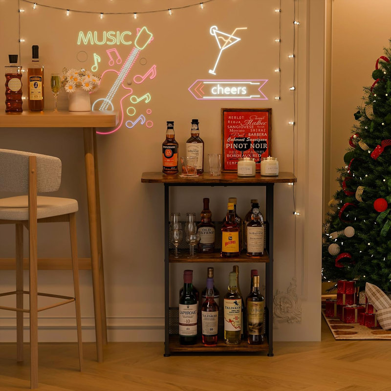 17 Stories Floor Standing Freestanding Whiskey Rack: 3 Tier Wine Rack ...