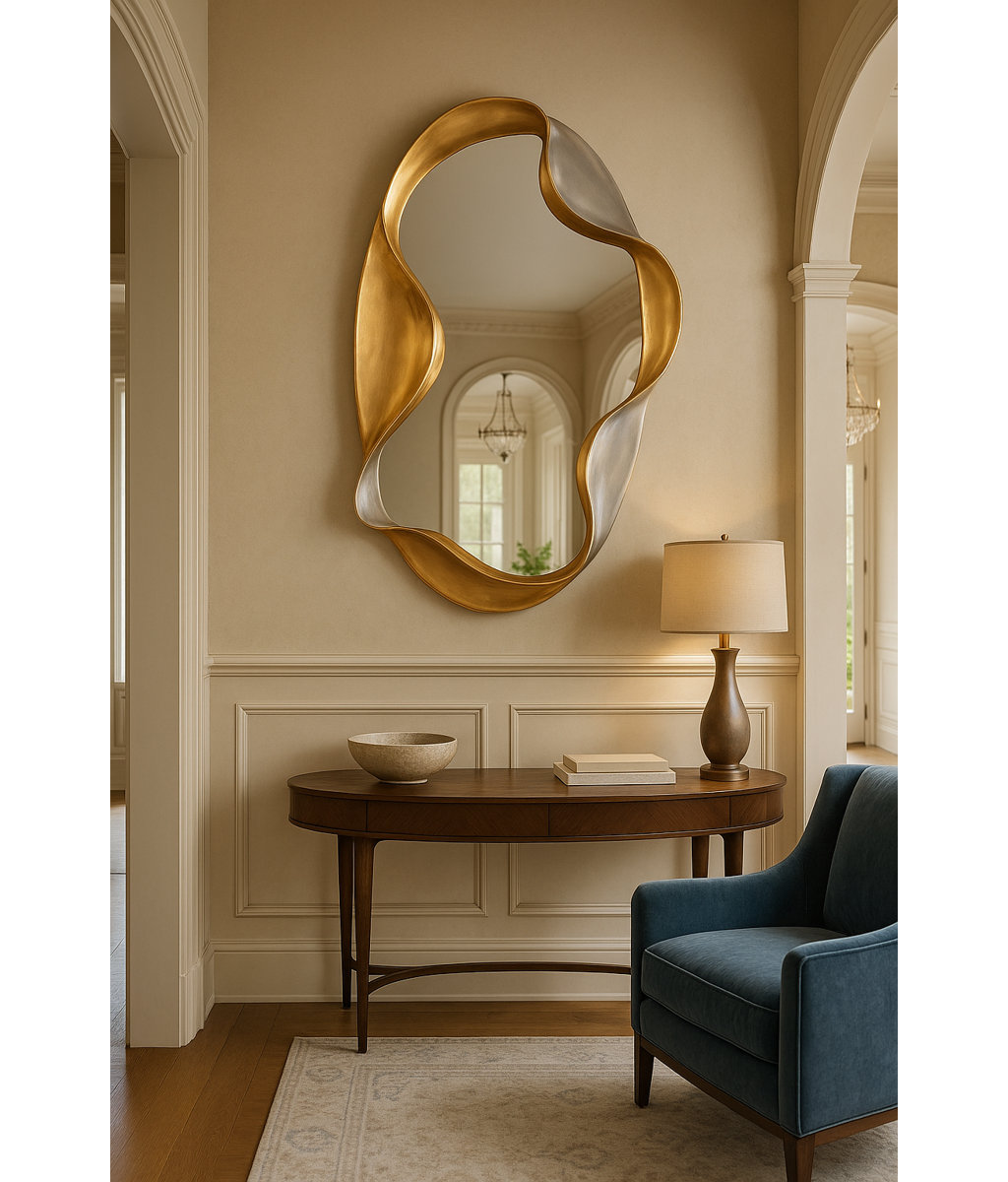 Infinity Furniture Import Sculptural Gold & Silver Wave Mirror — A ...