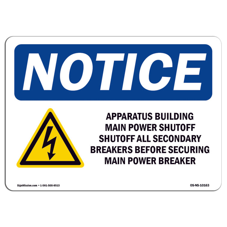 SignMission Apparatus Building Main Power Sign | Wayfair