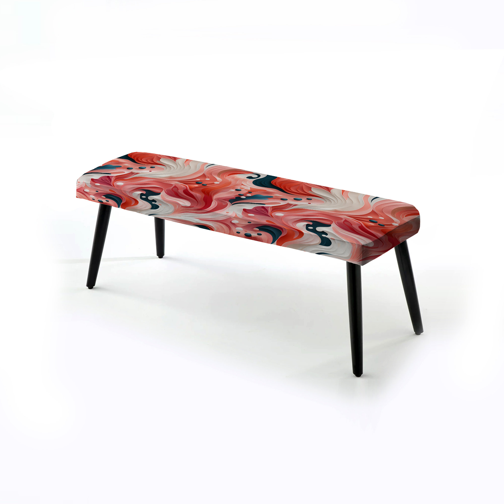 Design Art Tropical Reef Rendezvous Pink Pattern - Abstract Upholstered Black Bench | Wayfair