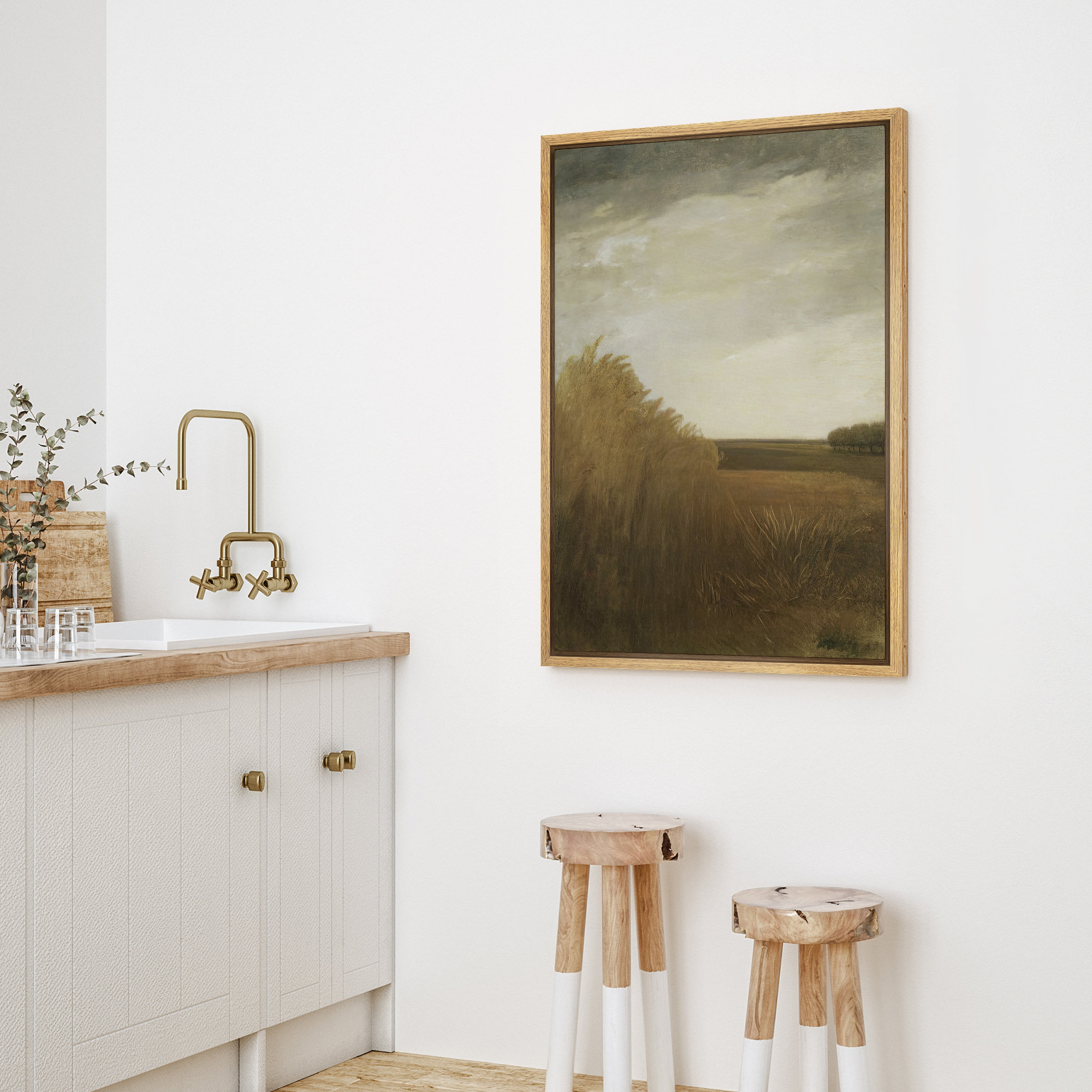 Latitude Run® Golden Wheat Field Open Sky Landscape Framed Canvas ...