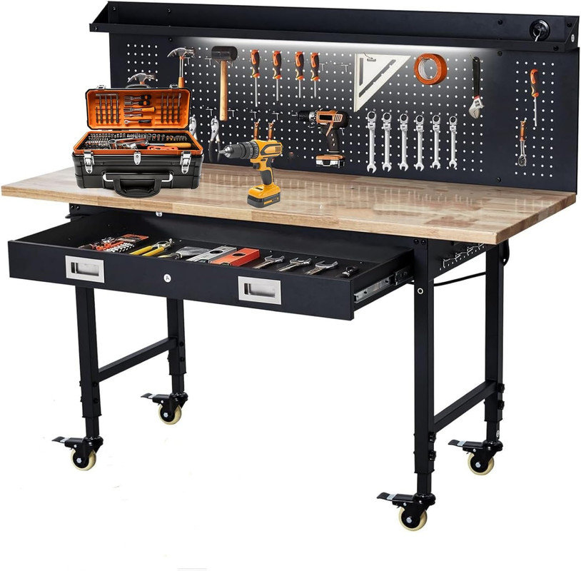 WFX Utility™ 60"x22" Adjustable Rolling Workbench, Heavy Duty Work ...