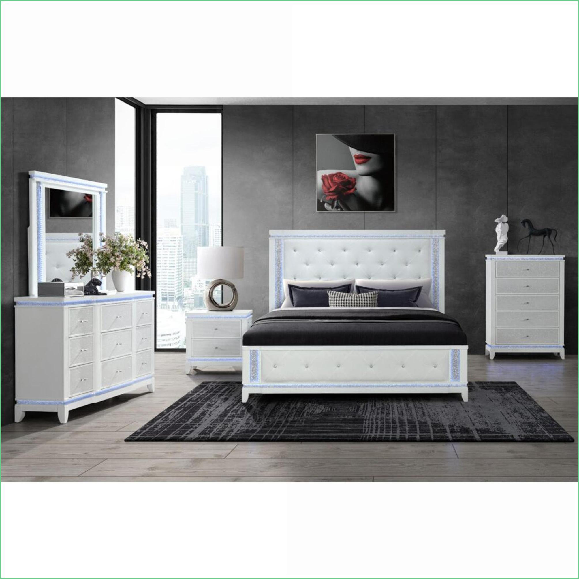 Red Barrel Studio® Bedroom Set 5PC Snow White Contemporary with LED ...