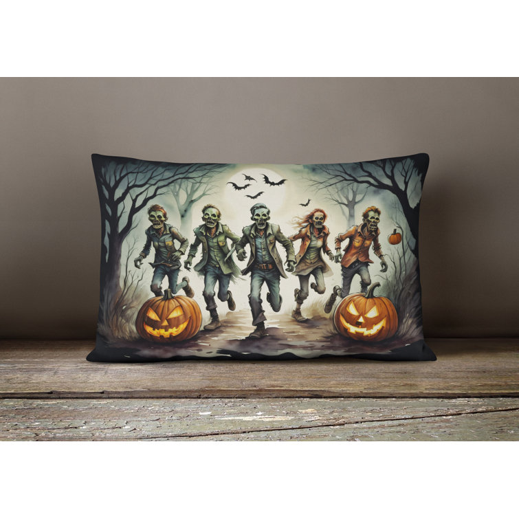 The Holiday Aisle® Zombies Spooky Halloween Fabric Decorative Pillow ...