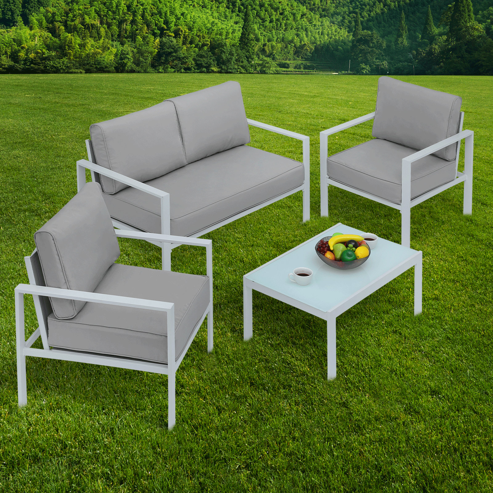 Bring Home Furniture Steel Frame Patio Furniture Set with 2 Chairs 1 ...