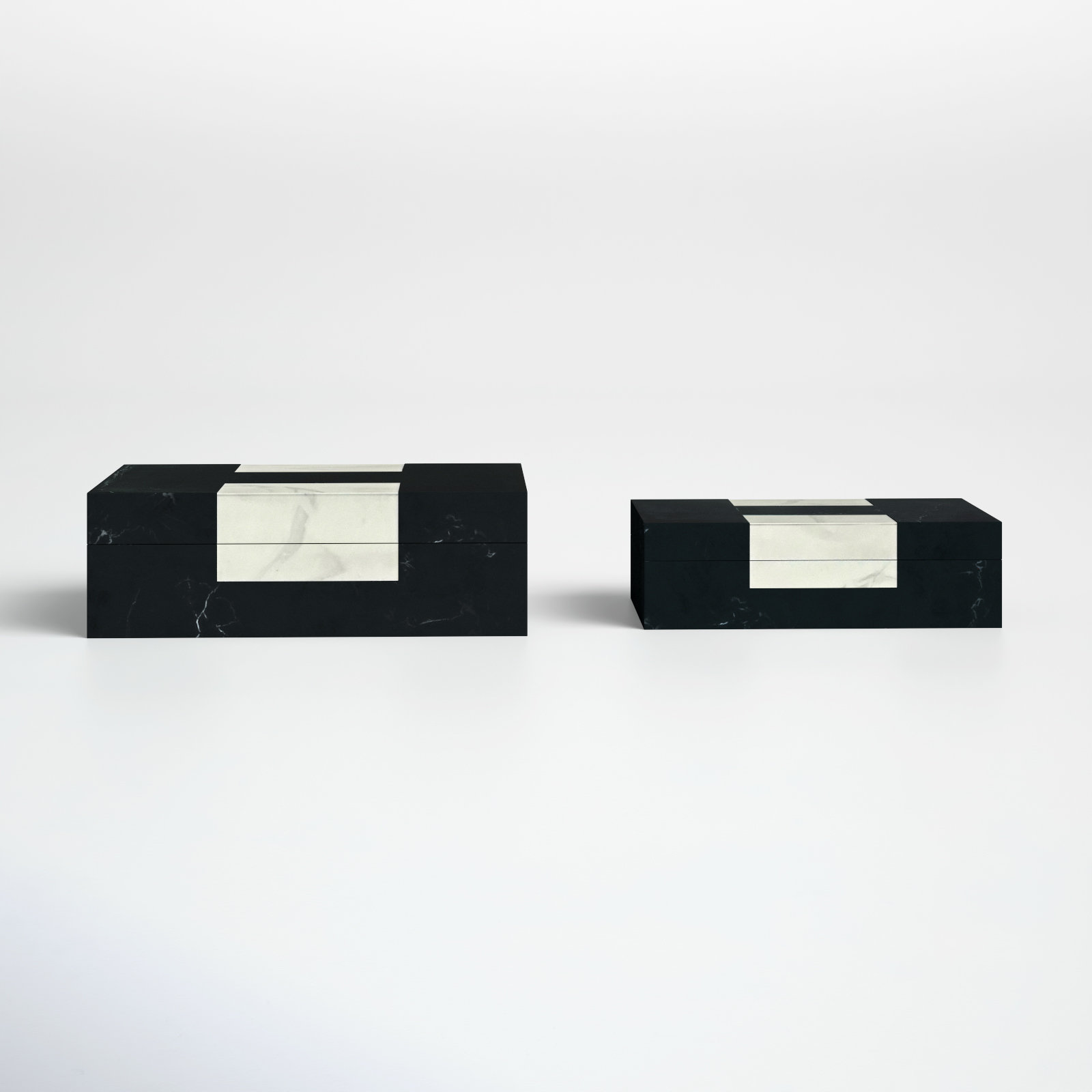 Joss & Main Set of 2 Black and White Storage Boxes Simple Design ...