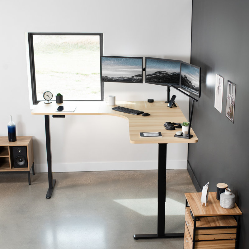 VIvo Height Adjustable L-Shape Standing Desk | Wayfair