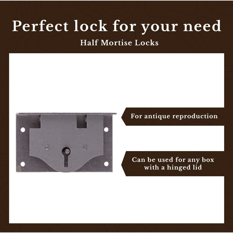 UNIQANTIQ HARDWARE SUPPLY Small Half Mortise Steel Lock for Chest or ...