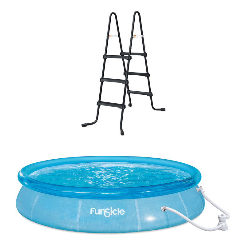 Funsicle 36” SureStep 3 Stair Pool Ladder w/ 12' x 30" QuickSet ...
