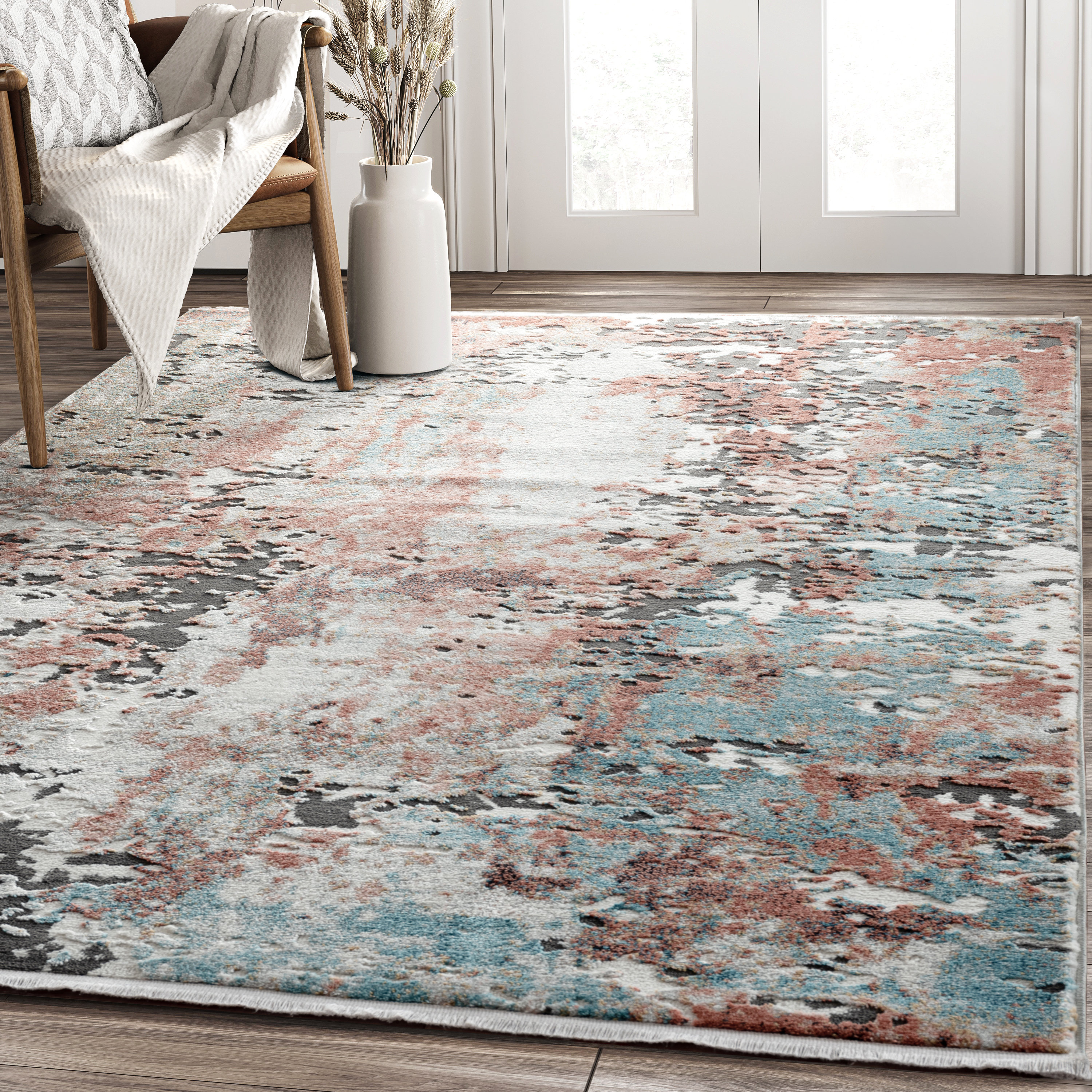 17 Stories Abstract Red/Grey Area Rug - Wayfair Canada