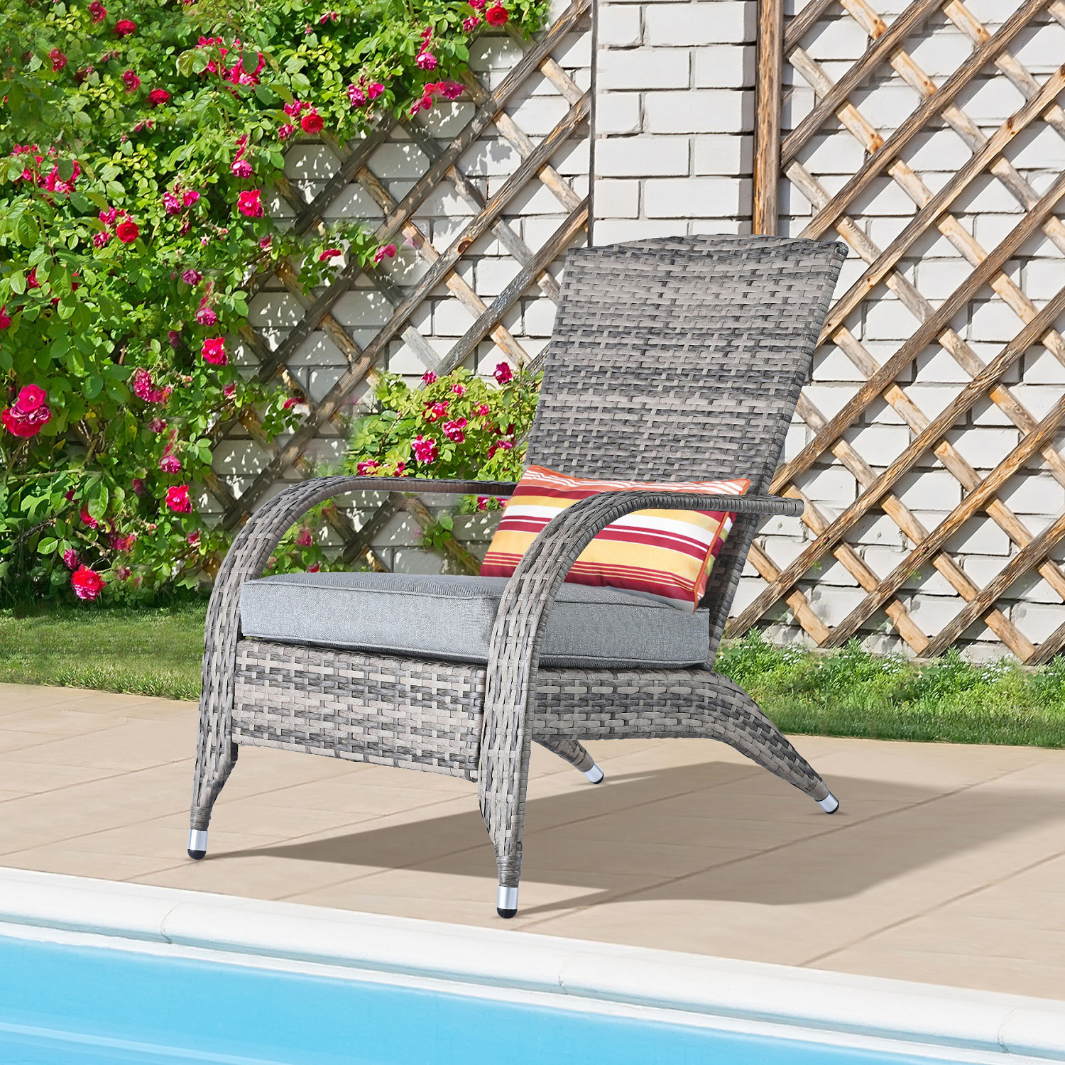 Winston Porter Pahoua Outdoor Patio Wicker/Rattan Adirondack Chair ...