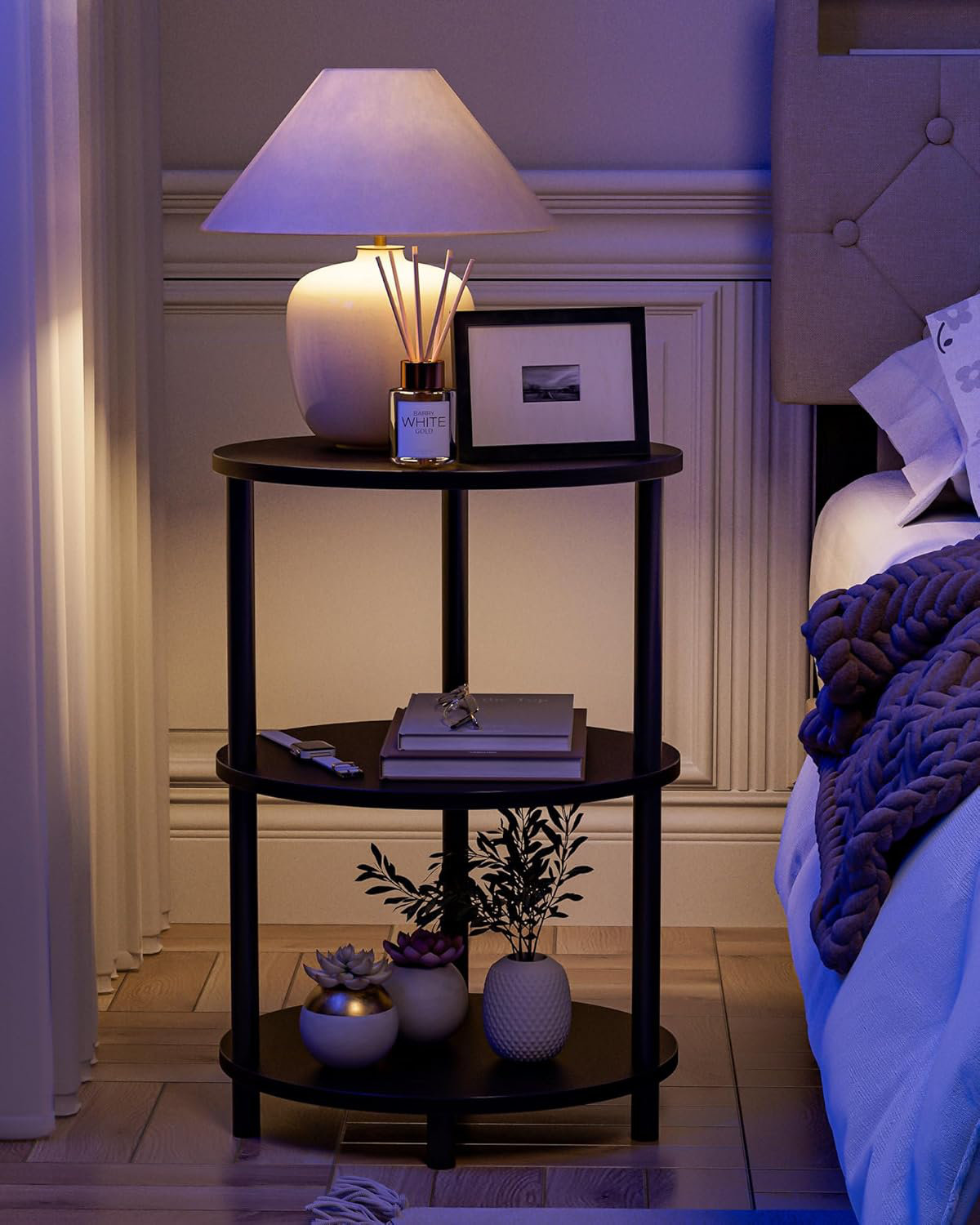 Latitude Run® 3-Tier Round Side Table With Rustic Wood And Metal Design ...