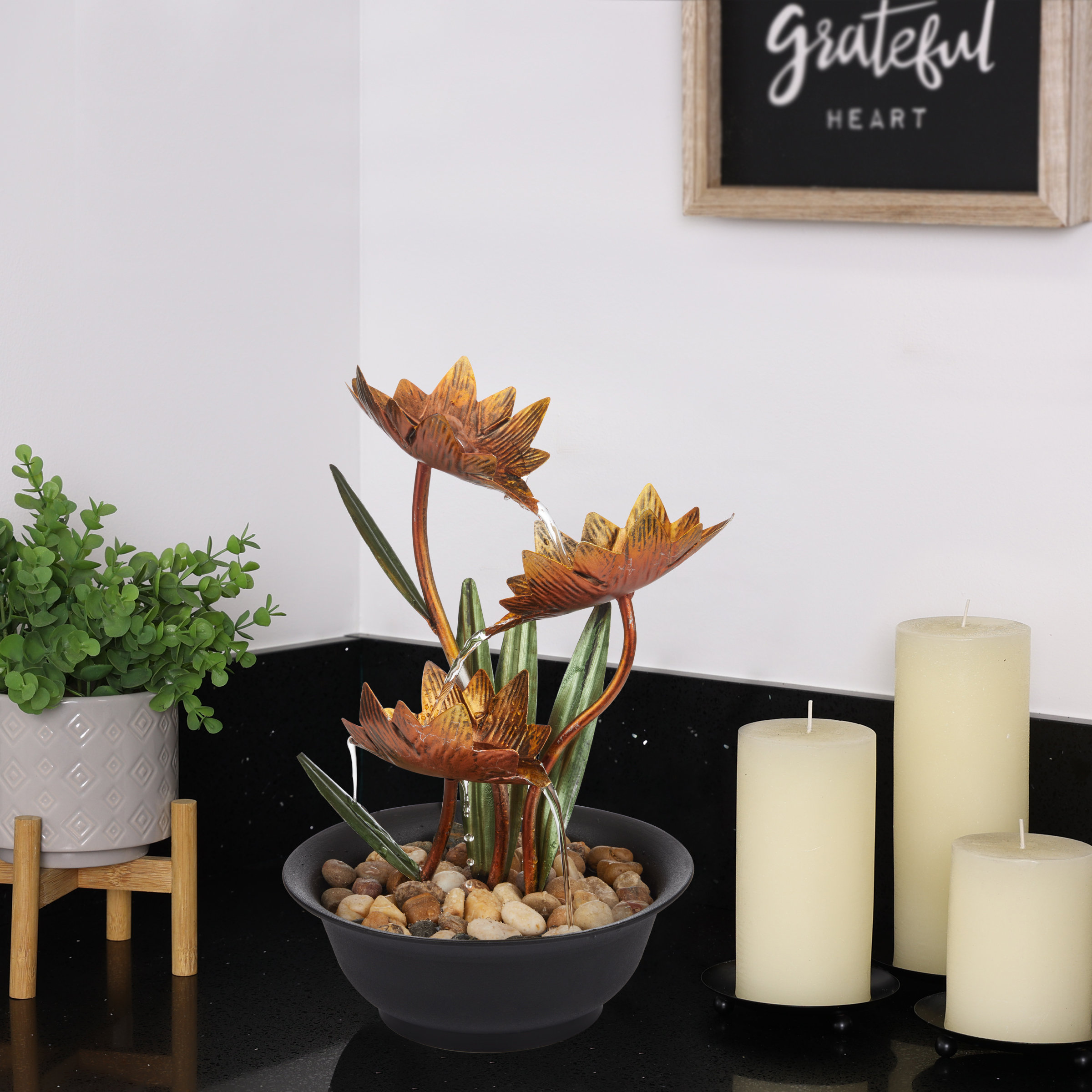 Lark Manor Aliyah-Lilly Metal Lotus Flower Fountain & Reviews - Wayfair ...