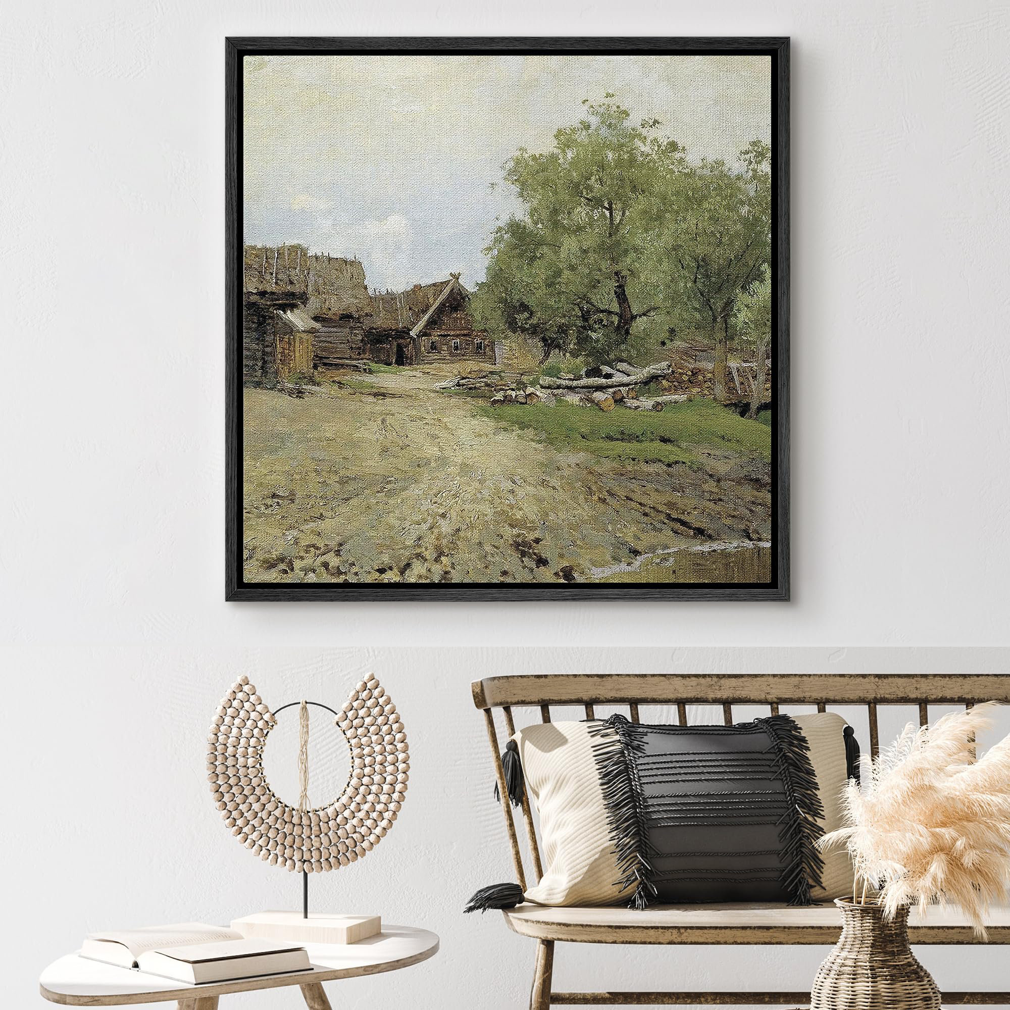wall26 Rustic Log Cabin in Woods Textured Landscape Illustrations ...