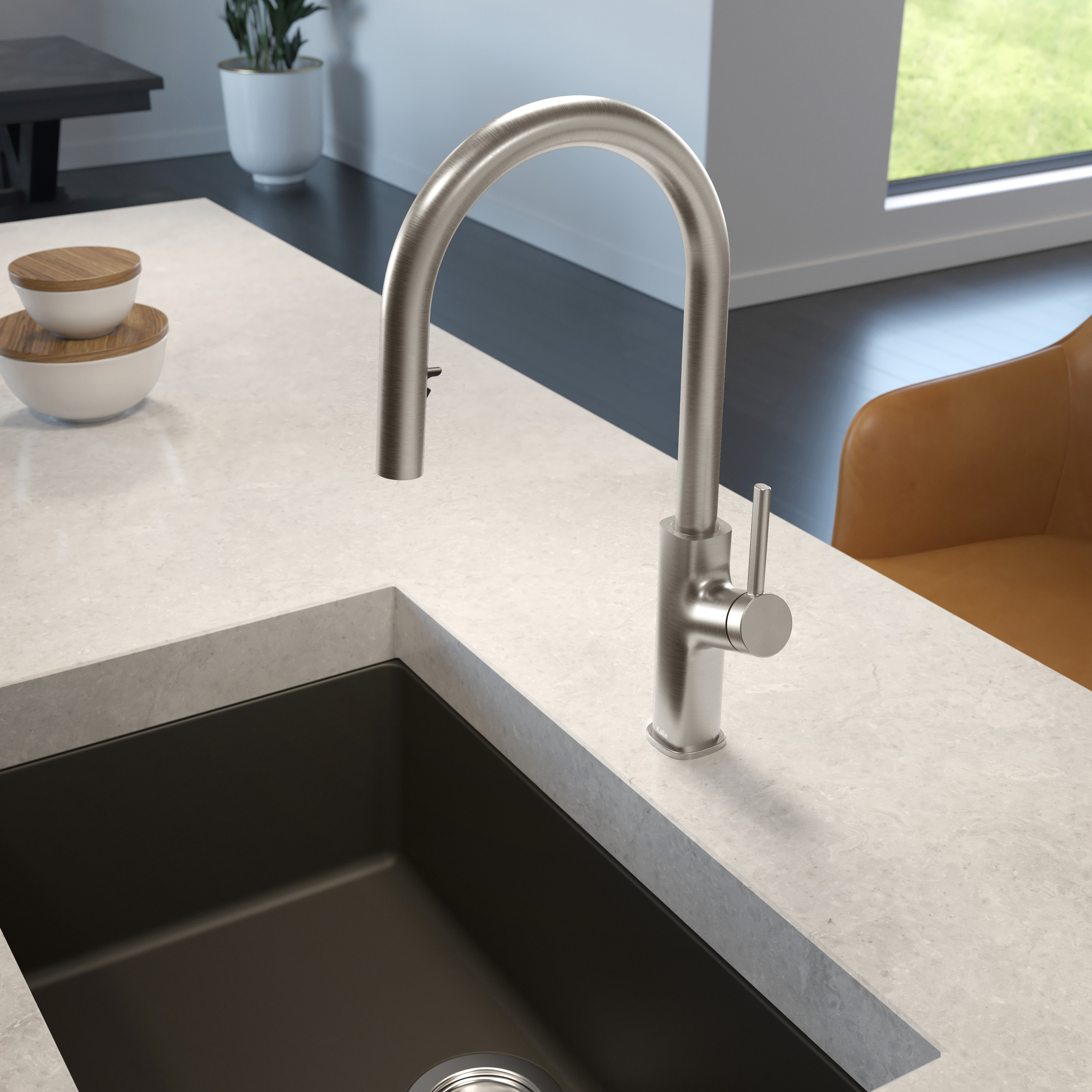 Kalia Masimo Diver Single Handle Kitchen Faucet Pull-down Dual Spray ...