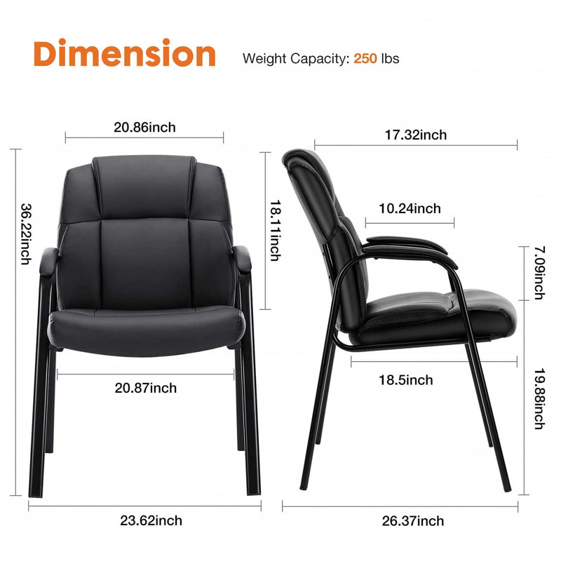 Ebern Designs Leather Conference Room Chairs with Padded Arms,eception ...