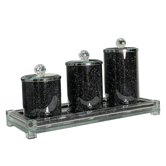 NUBE Ambrose Exquisite Three Glass Canister And Tray Gift Set & Reviews ...