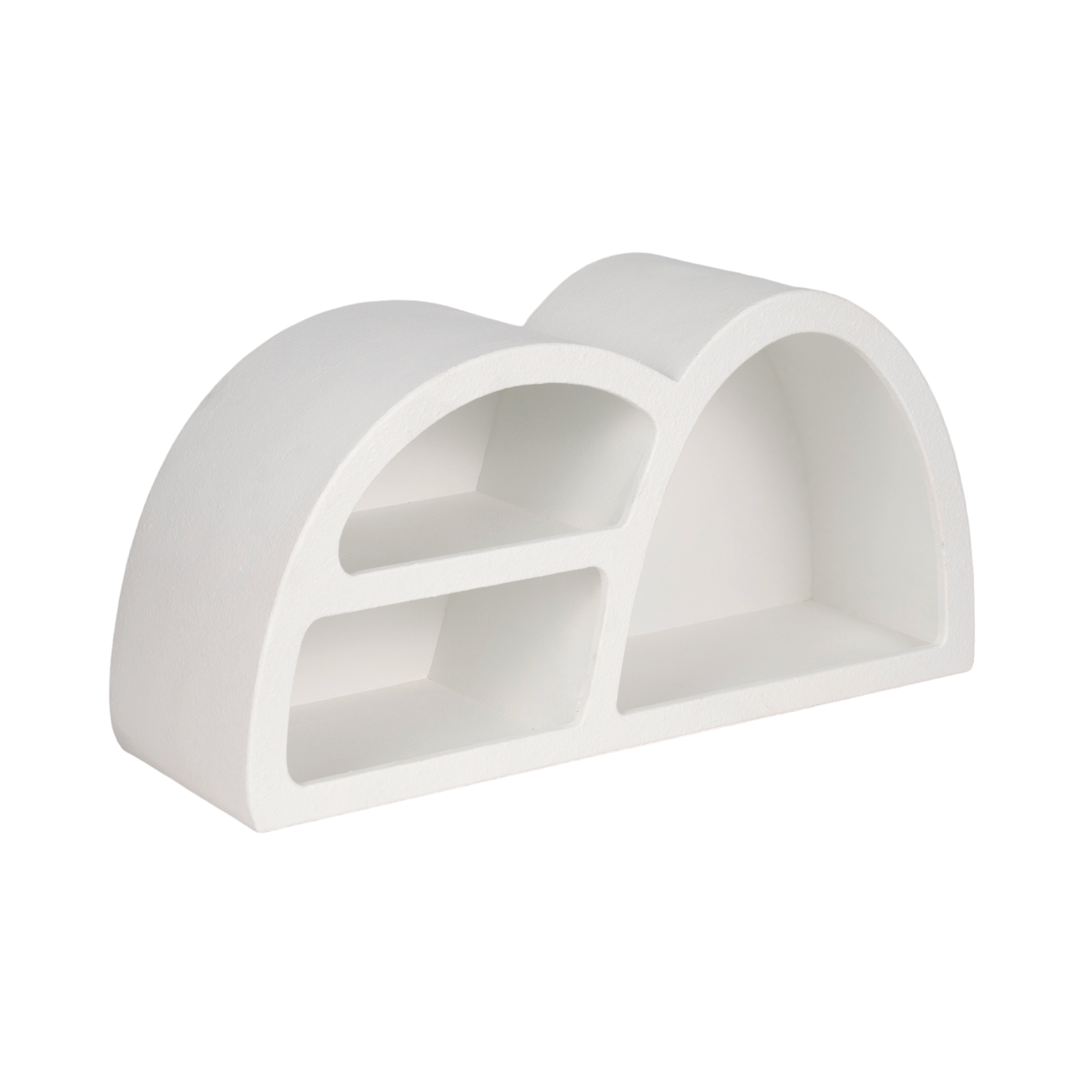 Latitude Run® Elegant 24" Curved 3-Shelf MDF White Wall Storage ...