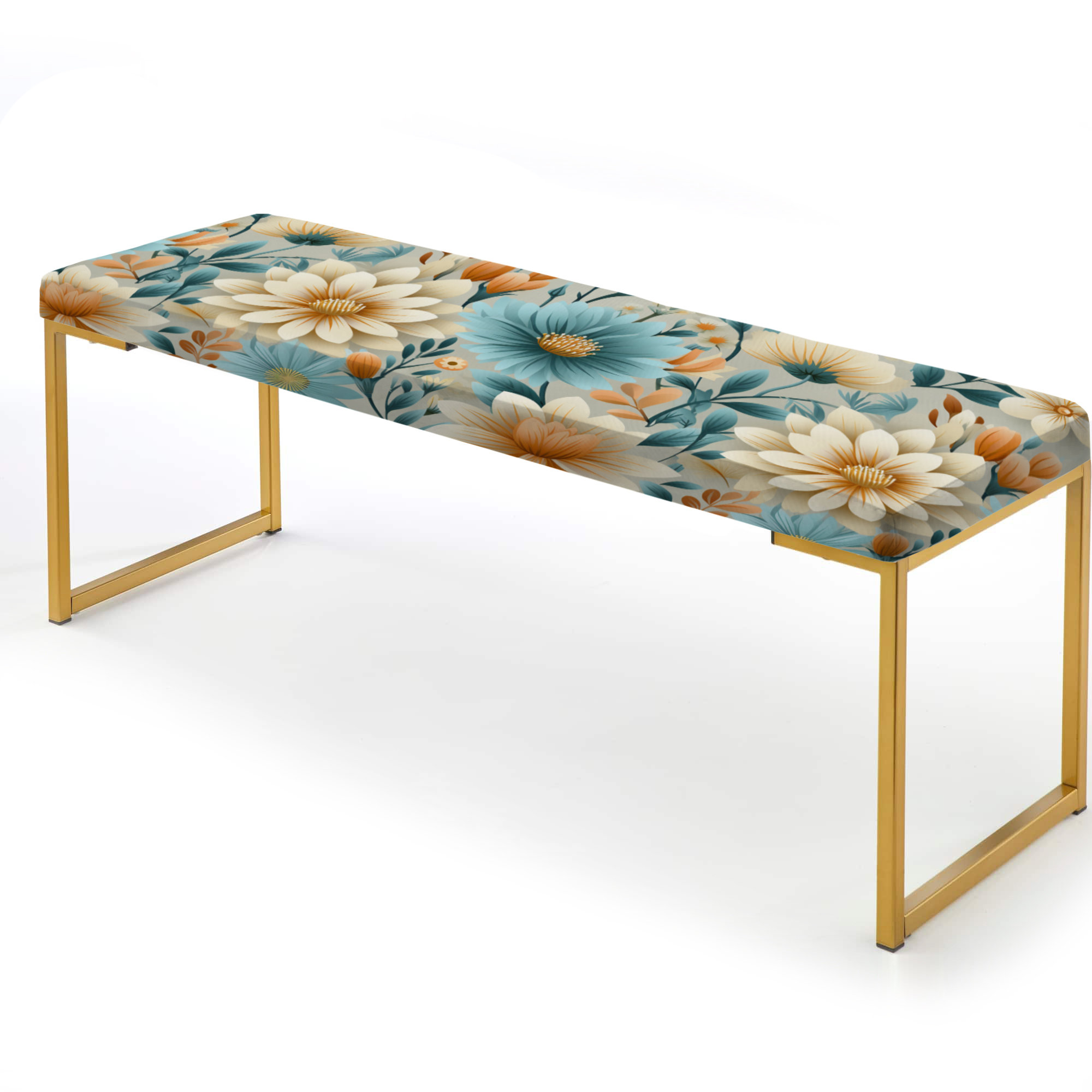 Design Art Blue Timeless Garden Flourish I - Botanical Upholstered Gold ...