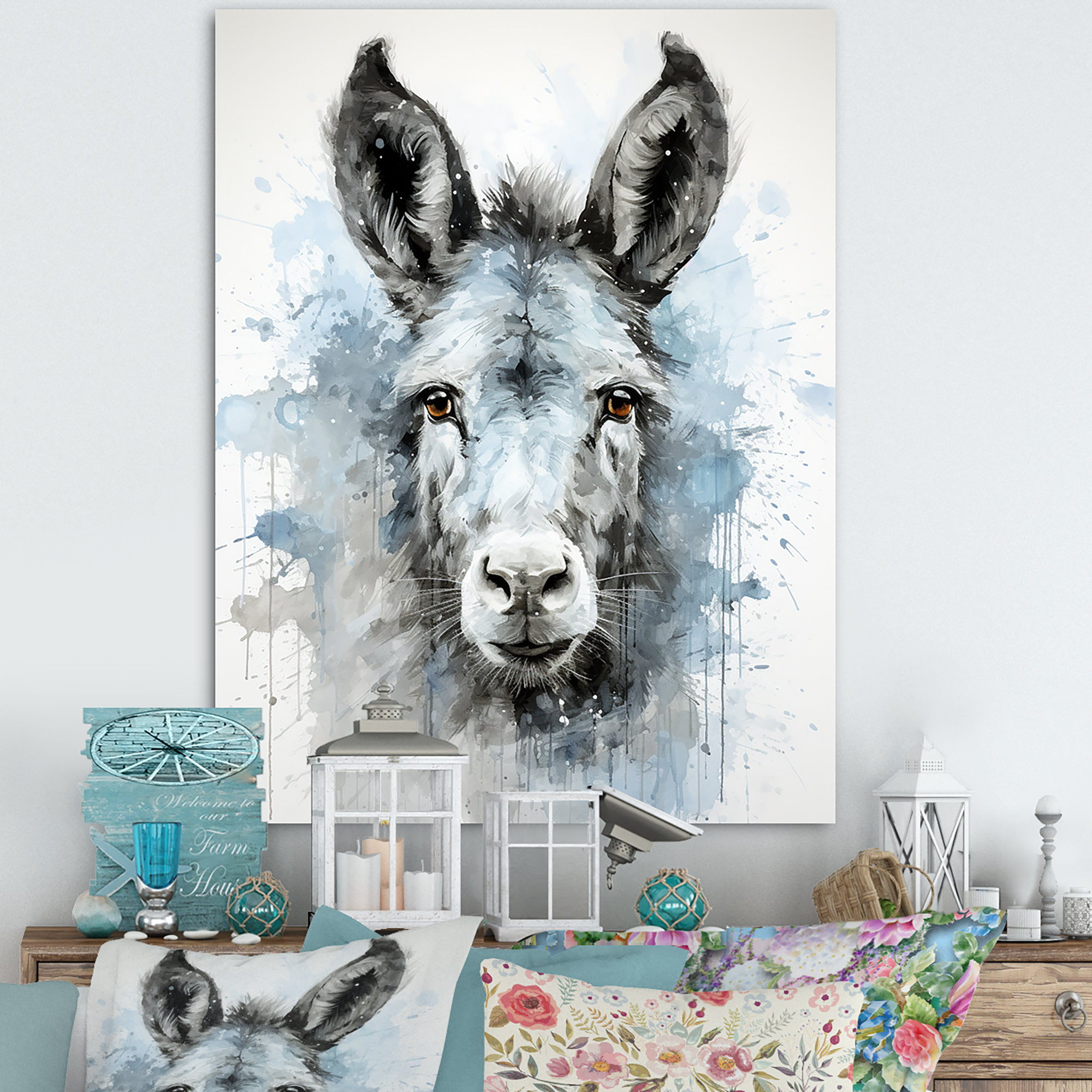 August Grove Charming Grey Donkey Portrait - Donkey Wall Art - Wayfair ...