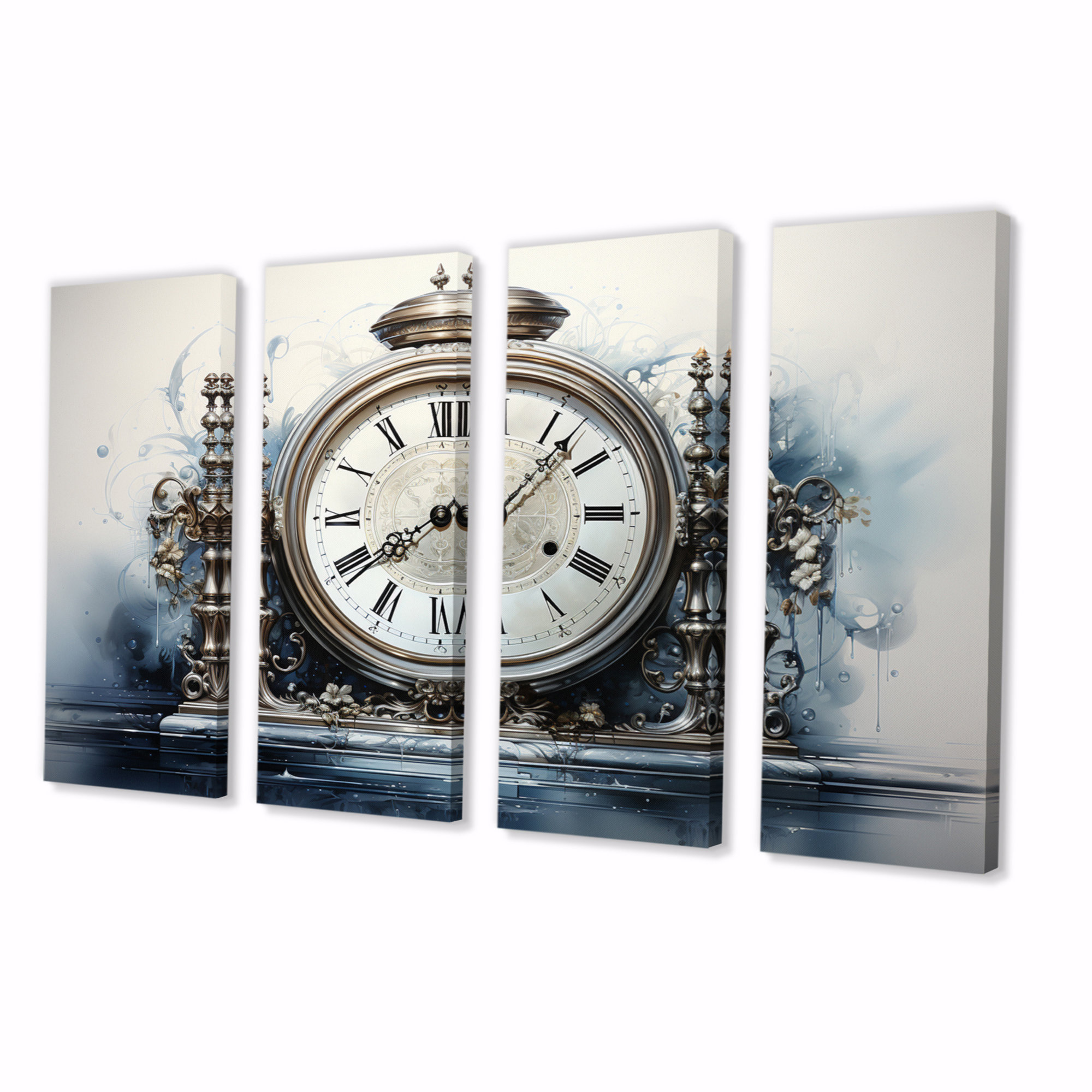 Design Art Clock Timeless Reflections - Fashion Canvas Print - 4 Panels ...