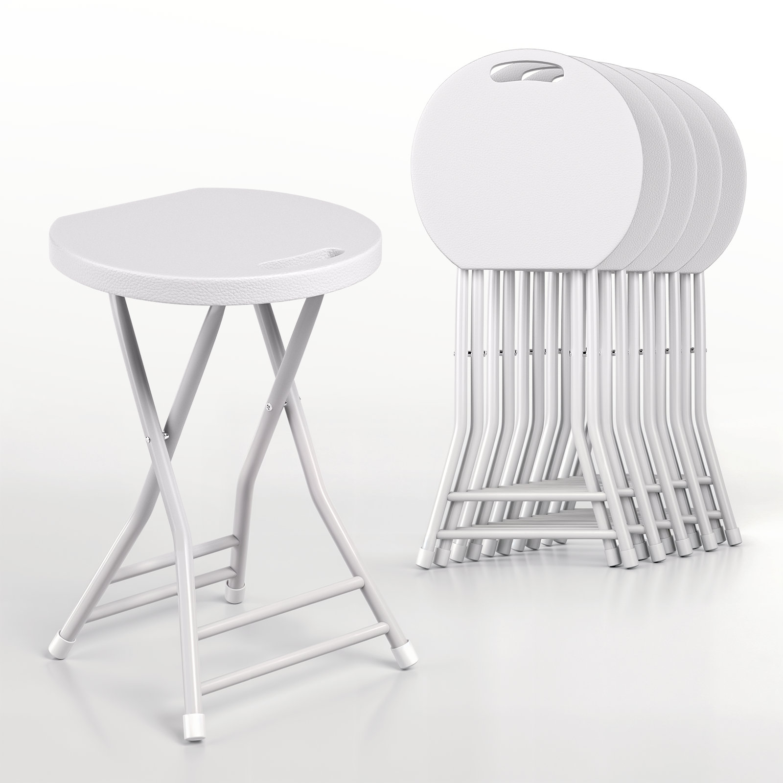 Inbox Zero Kyten 18" Plastic Foldable Round Stools, Collapsible Dining ...