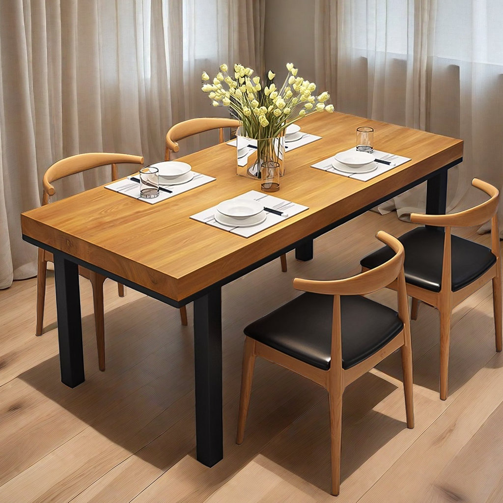 Hokku Designs 4 - Person Burlywood Solid Wood Rectangular Dining Table ...
