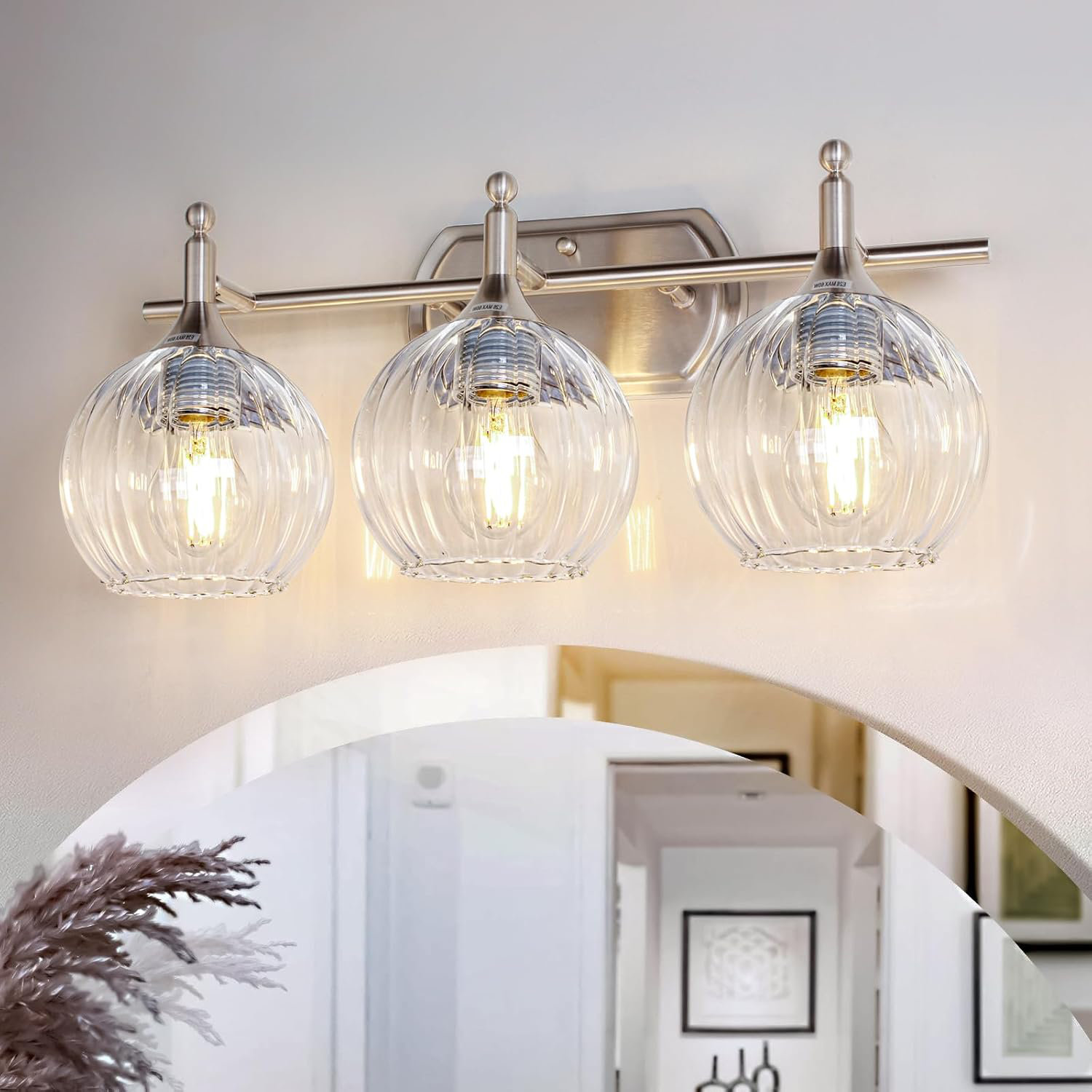 Winston Porter Bathroom Vanity Light Brushed Nickel Bathroom Light ...