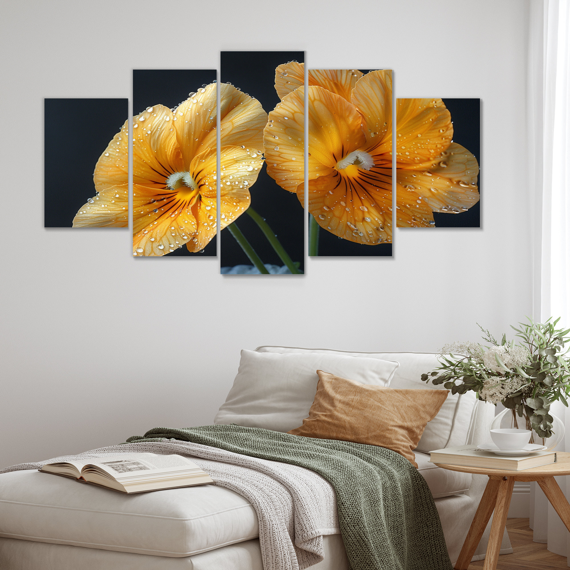 Design Art Yellow Black Luminous Luxury Pansies I - Pansies Canvas Wall ...