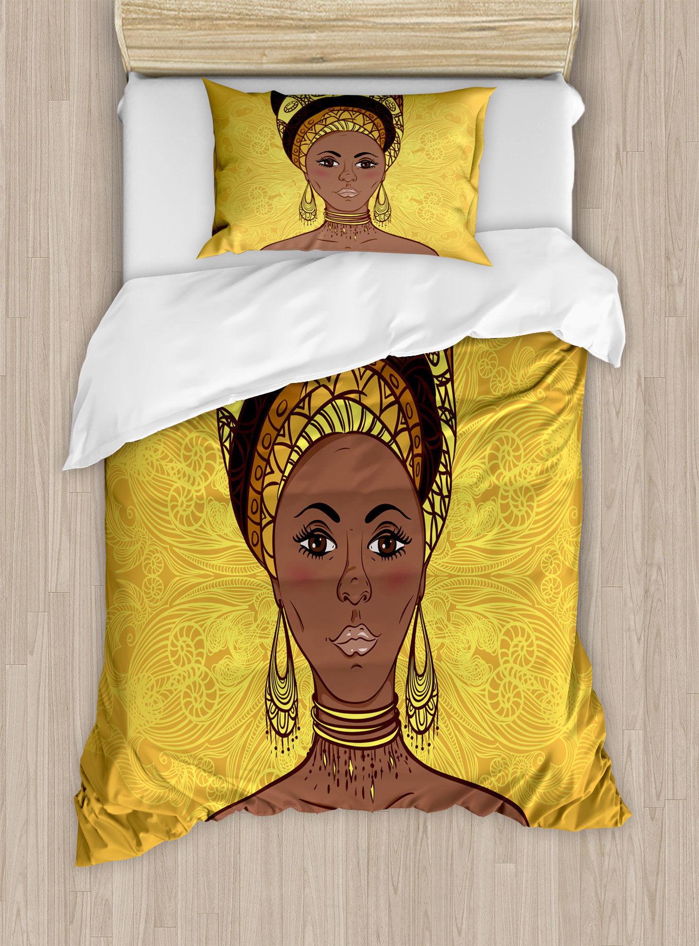 Ambesonne African Tribal Woman Portrait in Turban Ornate Mandala ...