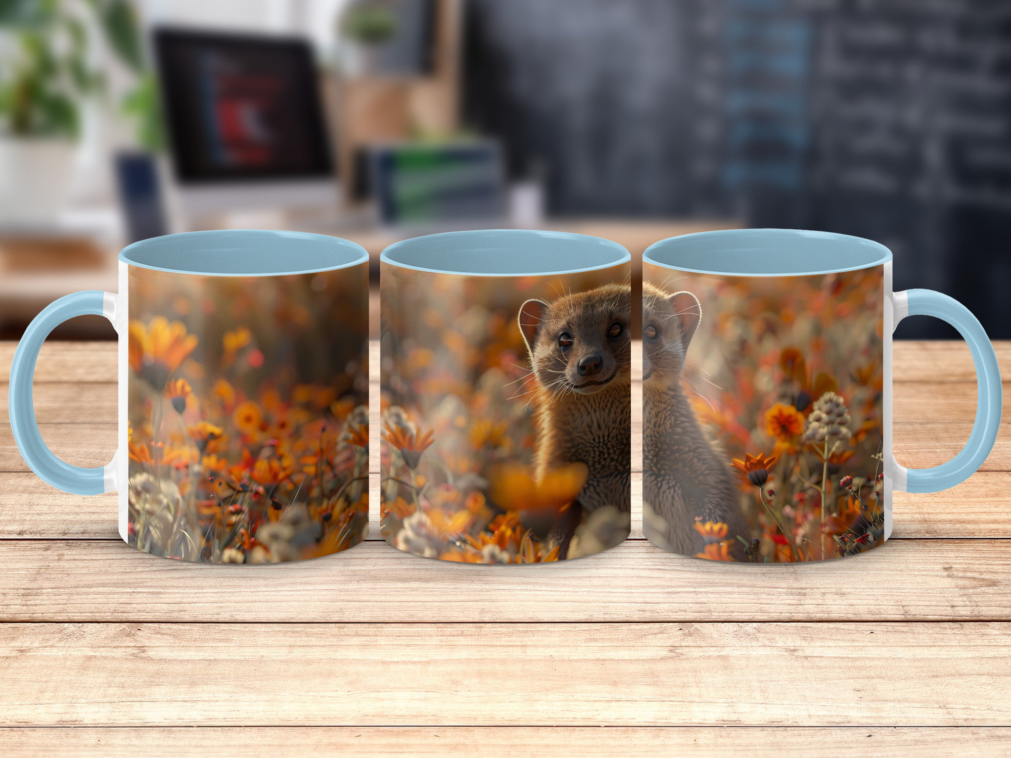 East Urban Home Set of 4 Animal Design 11oz Accent Mugs – Ceramic ...