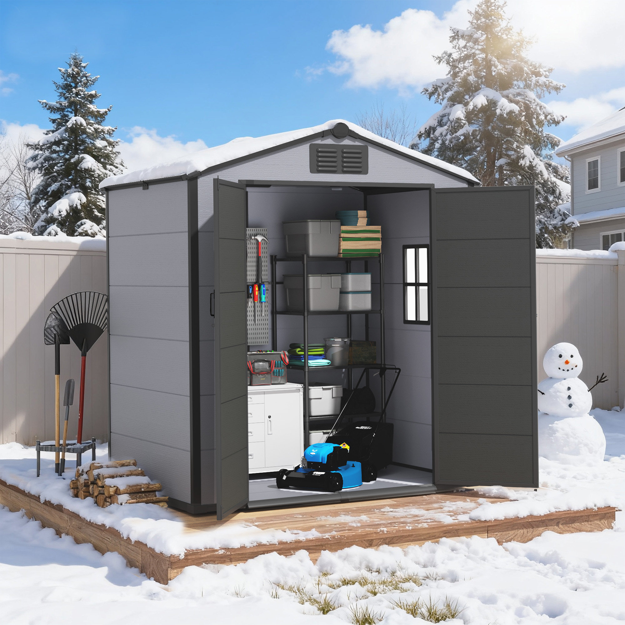 EROMMY 6X4 FT Outdoor Storage Shed, Weather-Resistant Shed With ...