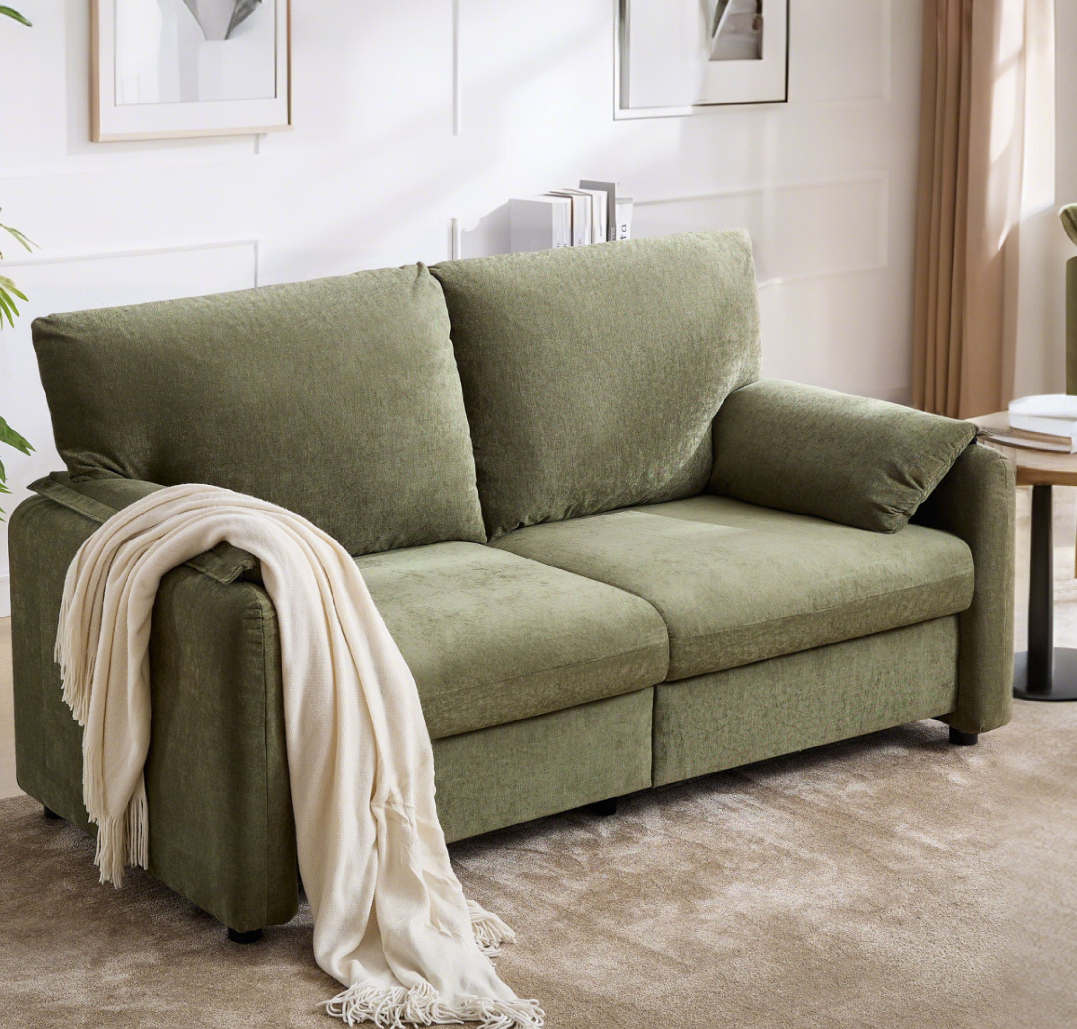 Ebern Designs 800LBS Down Filled Sofas, 60 Inch Minimalist Sofa, With ...