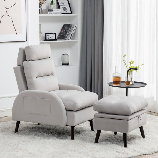 George Oliver Jonilda Accent Lounge Chair with Storage Ottoman with ...