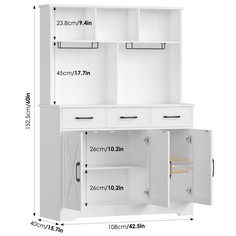 Gracie Oaks 60'' Kitchen Pantry with 3 Drawers & Reviews | Wayfair