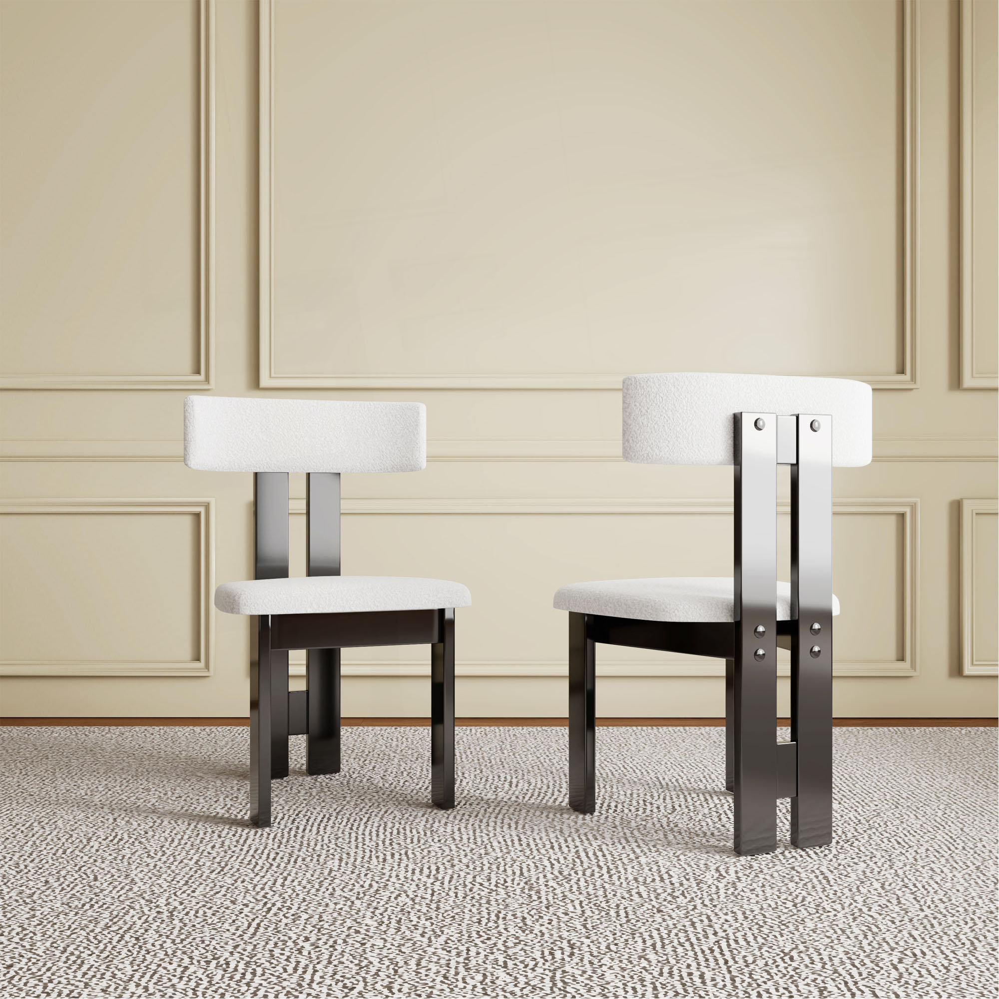 Latitude Run® Set Of 2 Modern Dining Chairs, Pure White Velvet ...