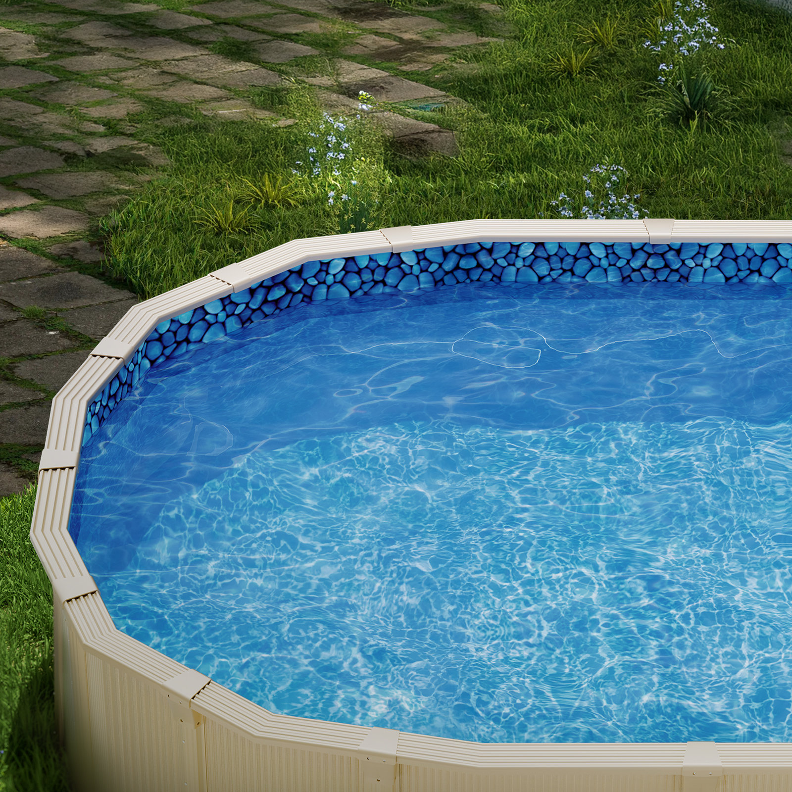 Stellweilan Tessberg Oval Pool Liner 18x33ft Unibead Style Pool Liner ...