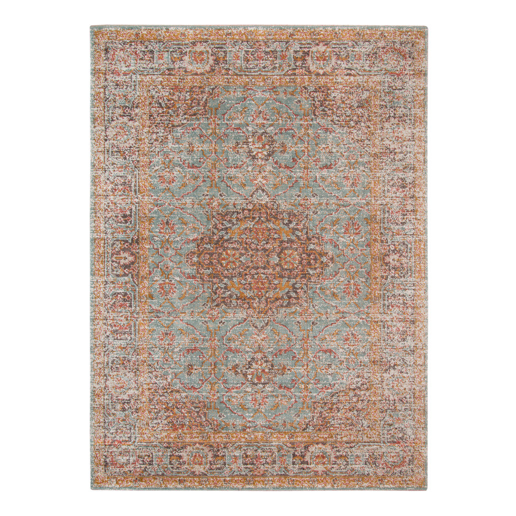 HomeRoots 6' X 8' Teal Red And Orange Medallion Area Rug | Wayfair