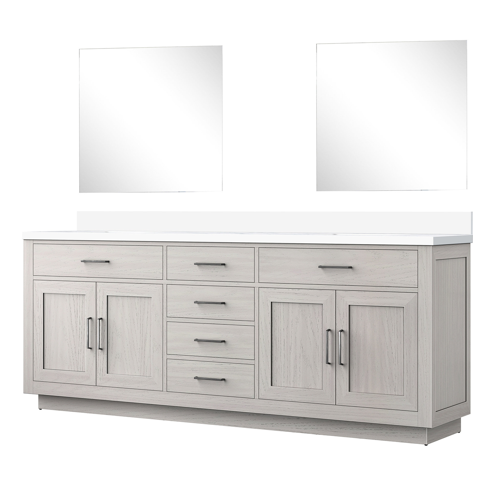 Hokku Designs Double Bath Vanity In White Oak, Cultured Marble Counter ...