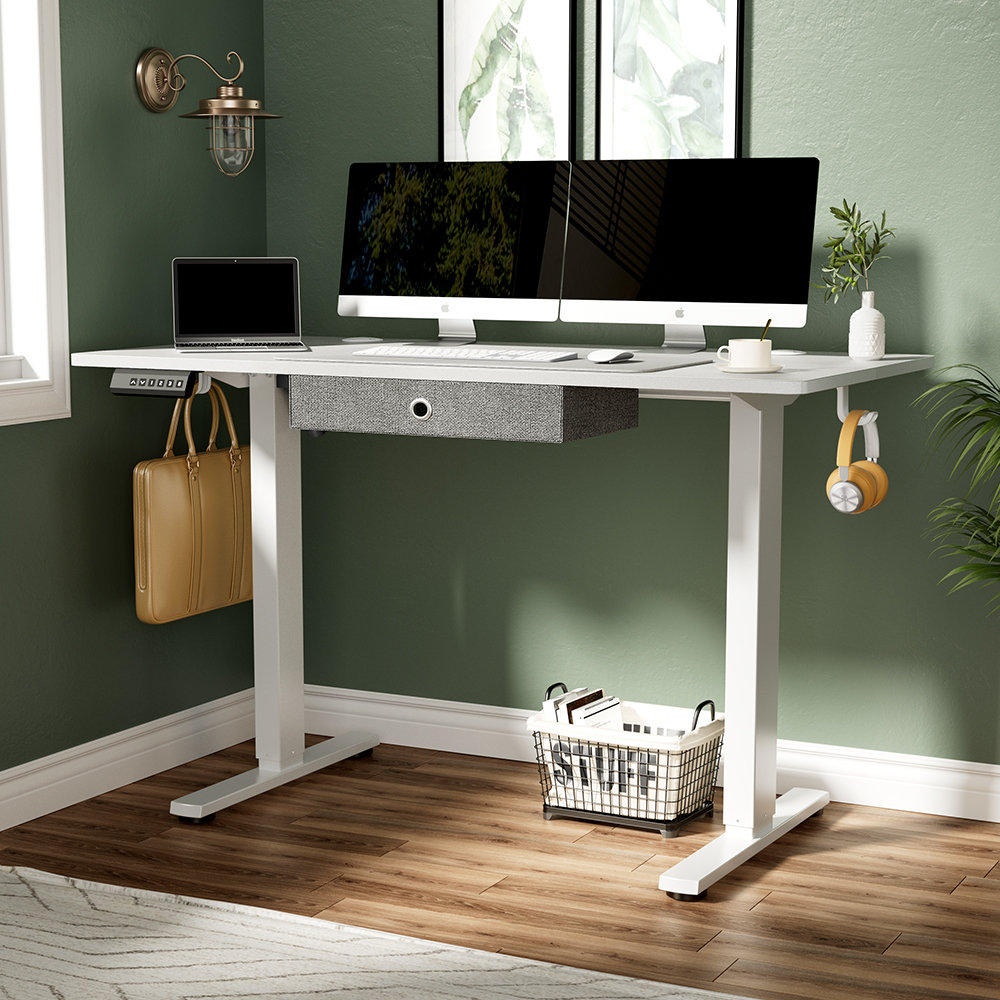 Inbox Zero Iyahna Adjustable Height Standing Desk With Storage ...