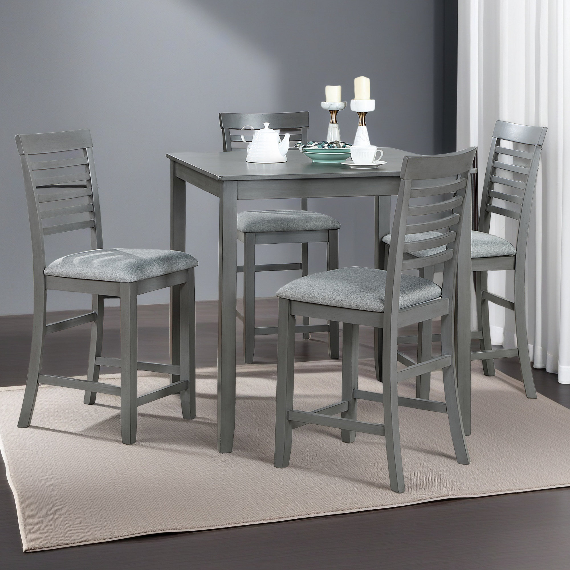 Lark Manor™ 5 Piece Dining Table Set, Wooden Dining Square Table Set ...