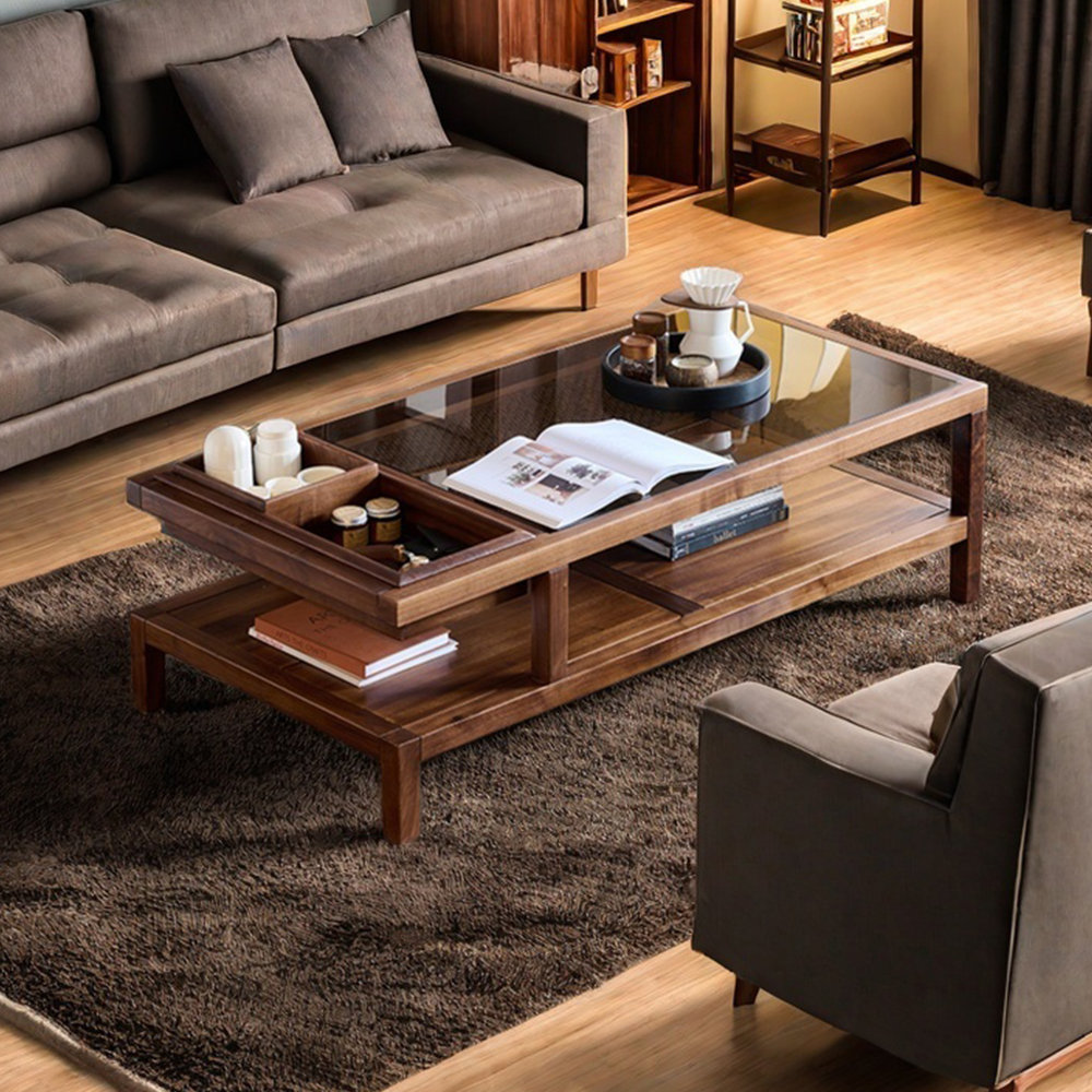 LIZIYE Modern minimalist glass coffee table | Wayfair